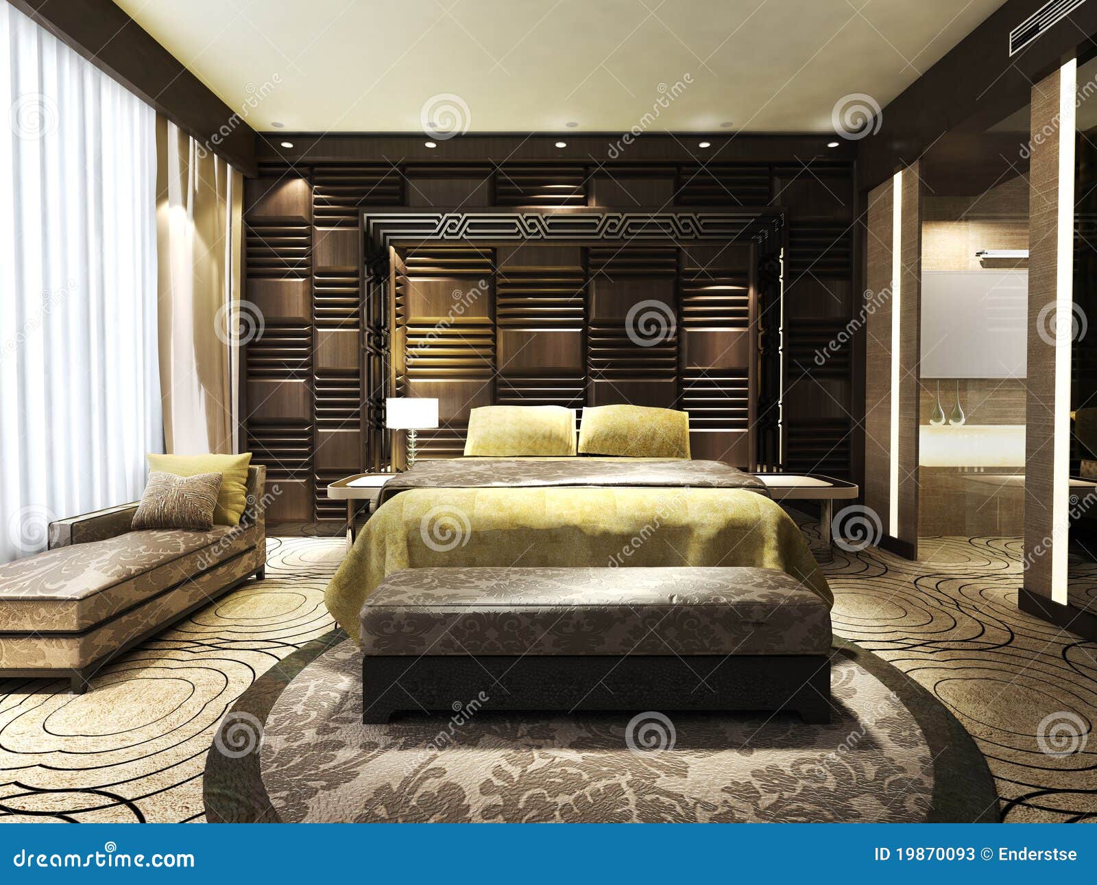 Modernt sovrum fotografering för bildbyråer. Bild av sängkläder - 19870093