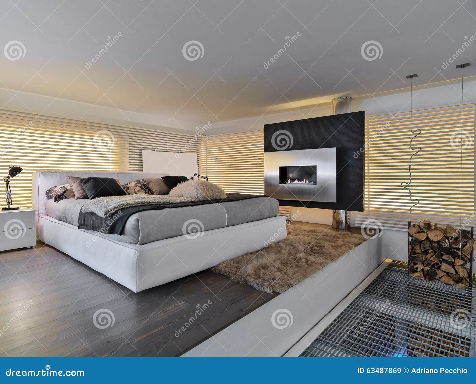 Modernt sovrum fotografering för bildbyråer. Bild av sovrum - 63487869