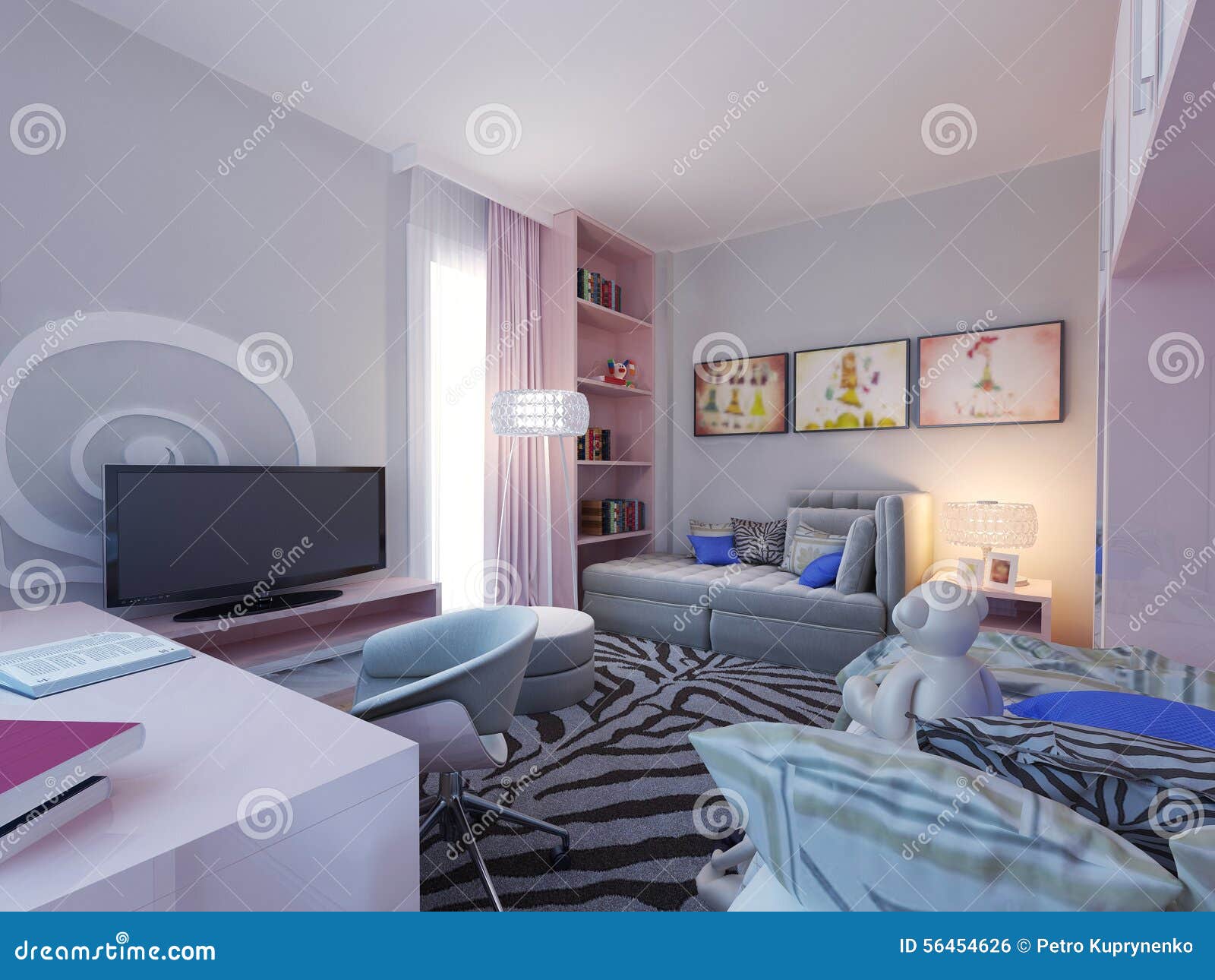 Modernt Sovrum För Två Barn Arkivfoto - Bild av garneringar, modernt ...