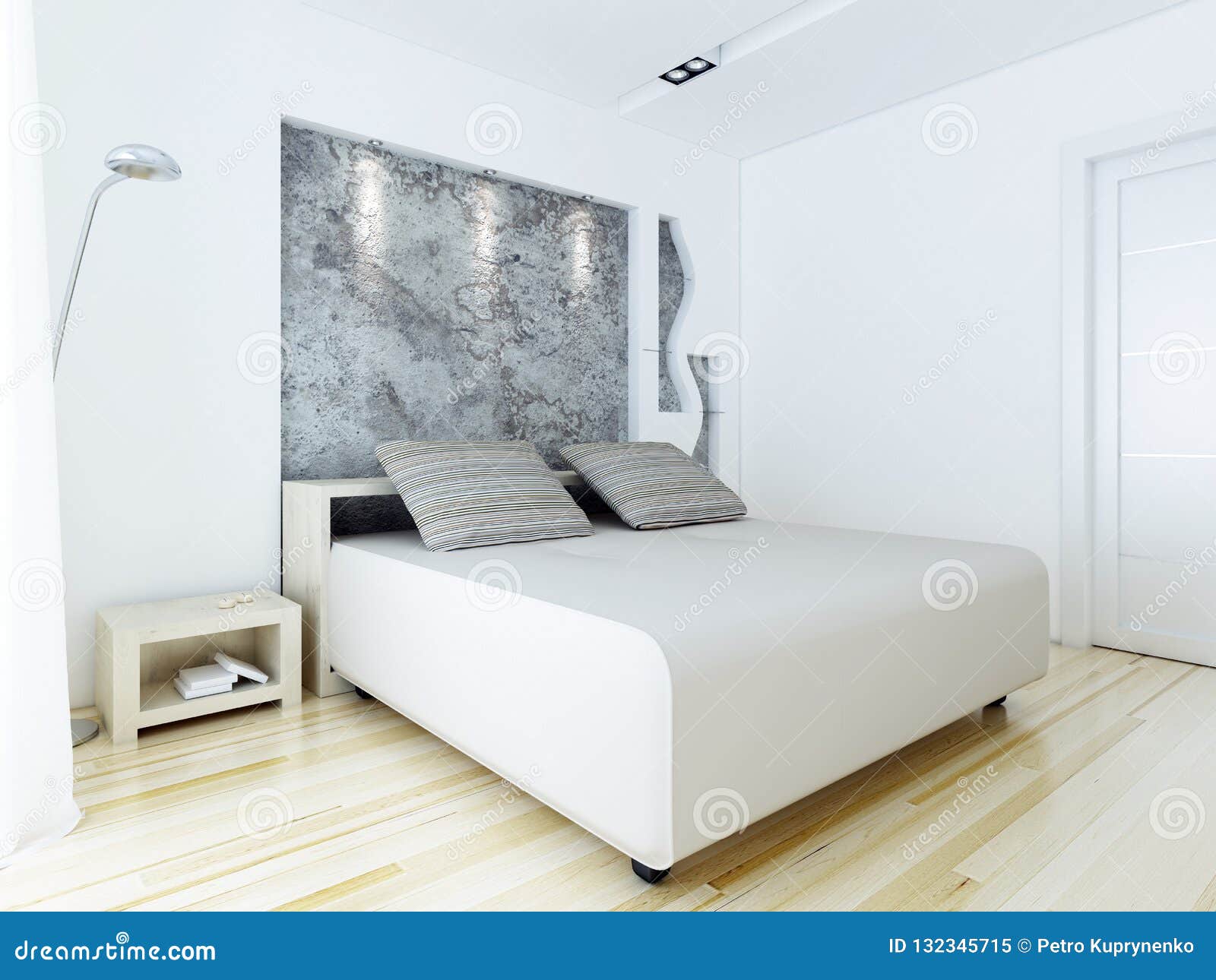 Modernt sovrum i vindstil stock illustrationer. Illustration av ...