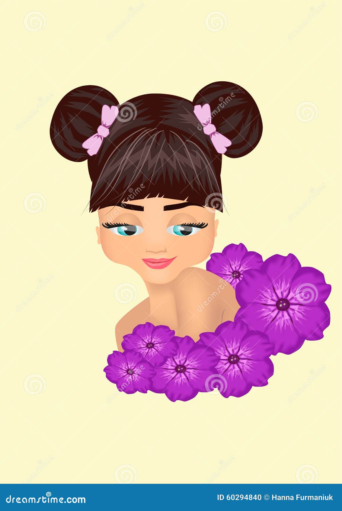 Modest girl with flowers stock vector. Illustration of modest - 60294840
