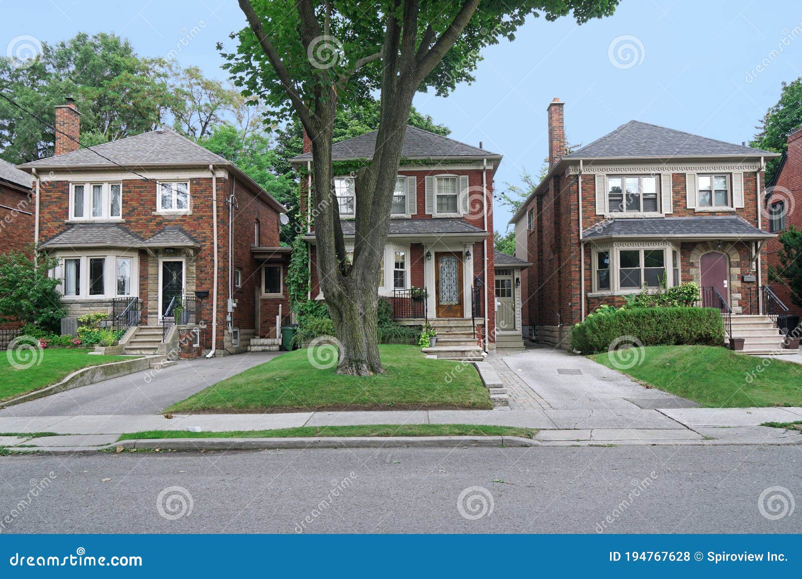 Modest Middle Class Two Story Brick Homes Stock Photo - Image of ...