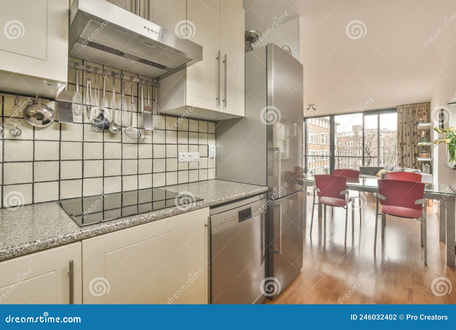 A Modest Small Minimalistic Kitchen Stock Photo - Image of countertop ...