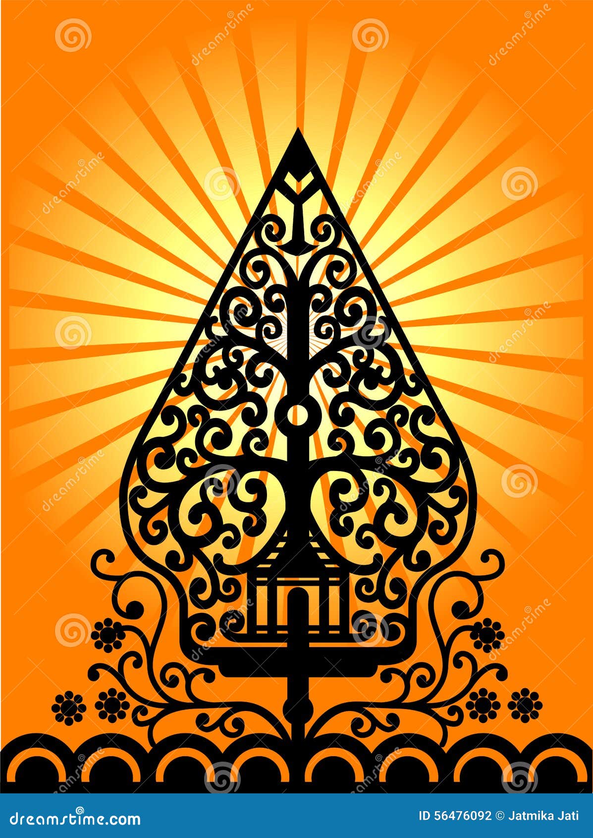 Black Gunungan Wayang Icon Vector Tree Concept Design | CartoonDealer ...