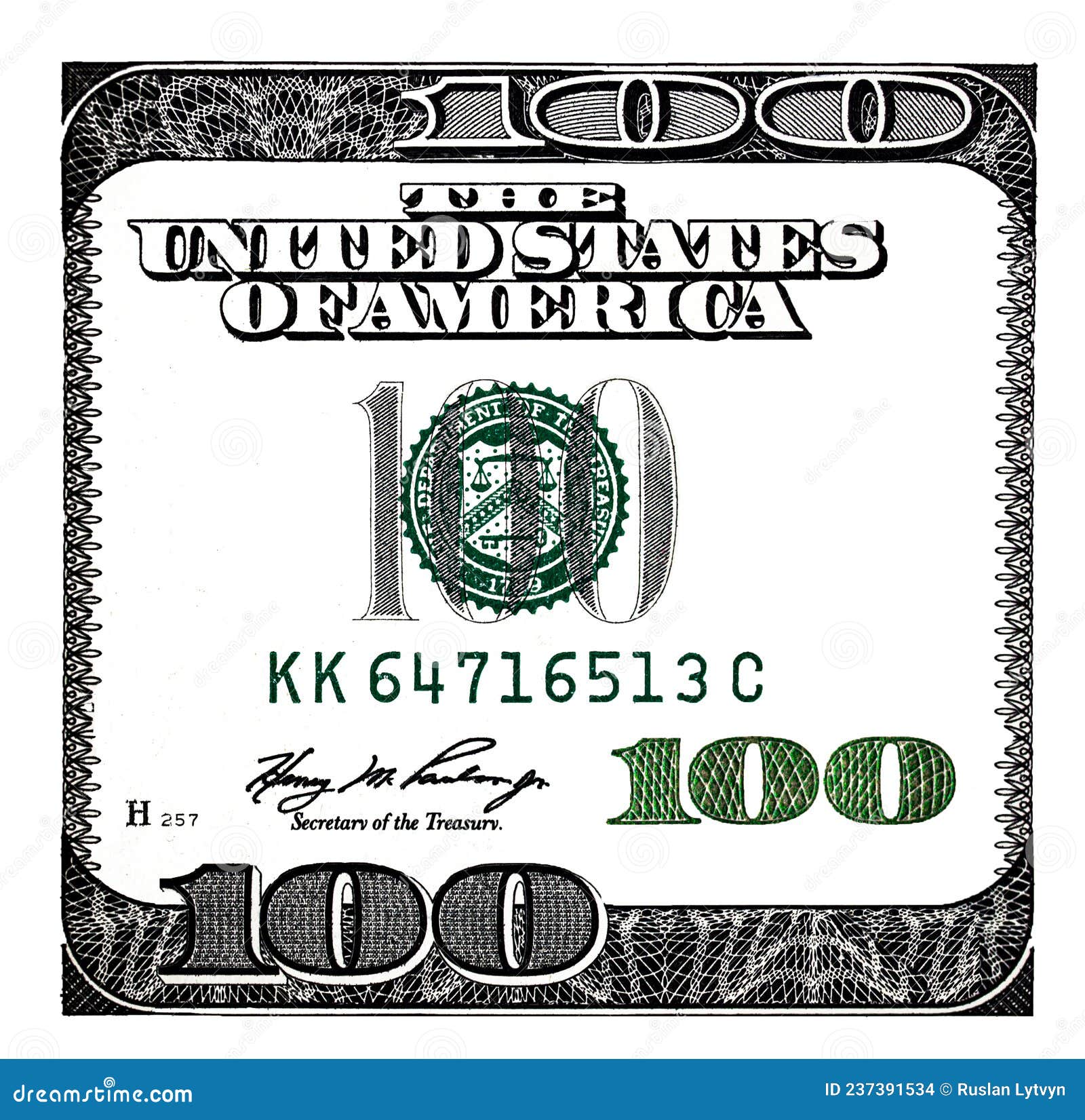 Modified Decorative 100 Dollar Bill Artwork Stock Photo - Image of bank ...