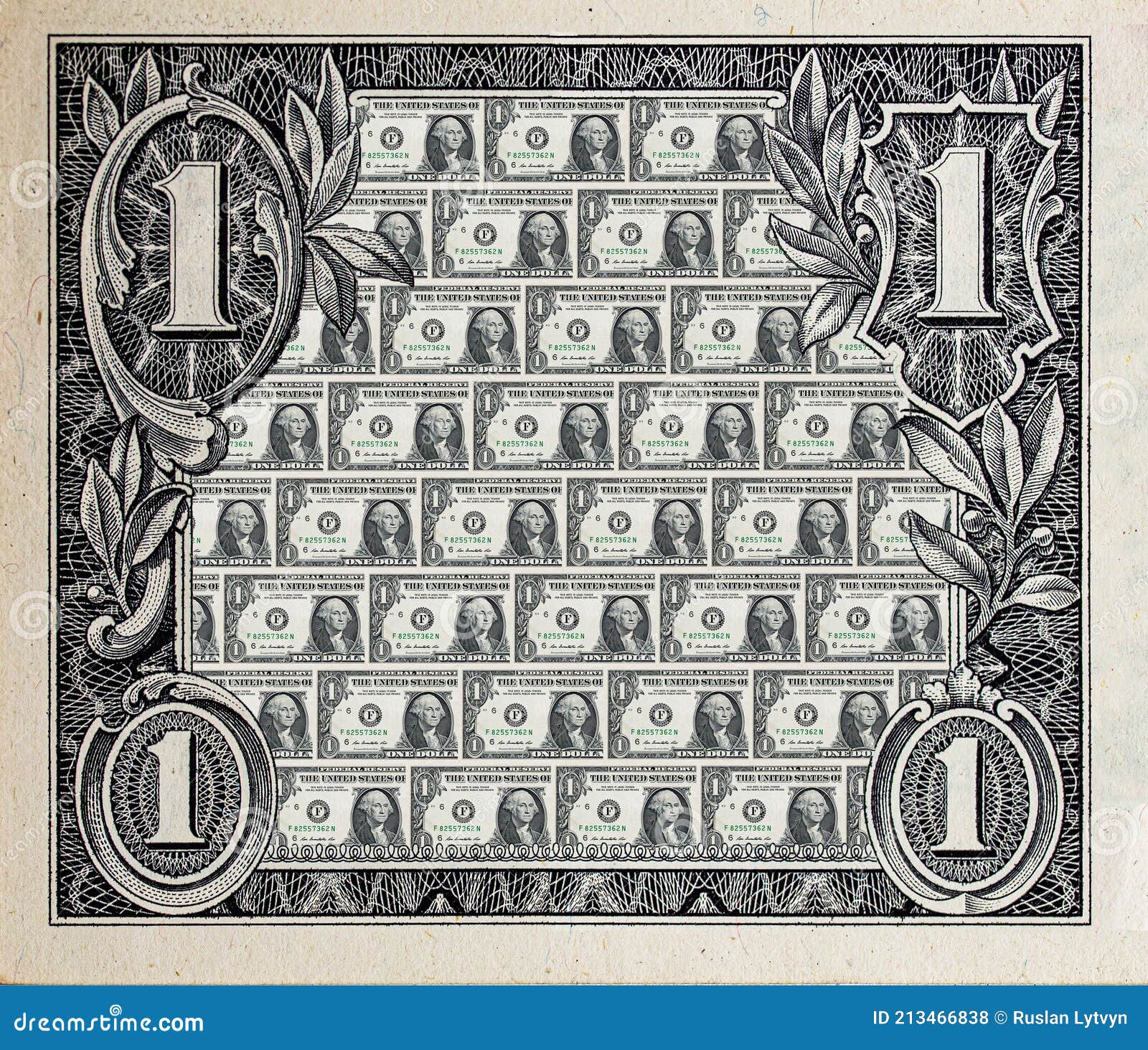 Modified Decorative One Dollar Bill Artwork Stock Illustration ...