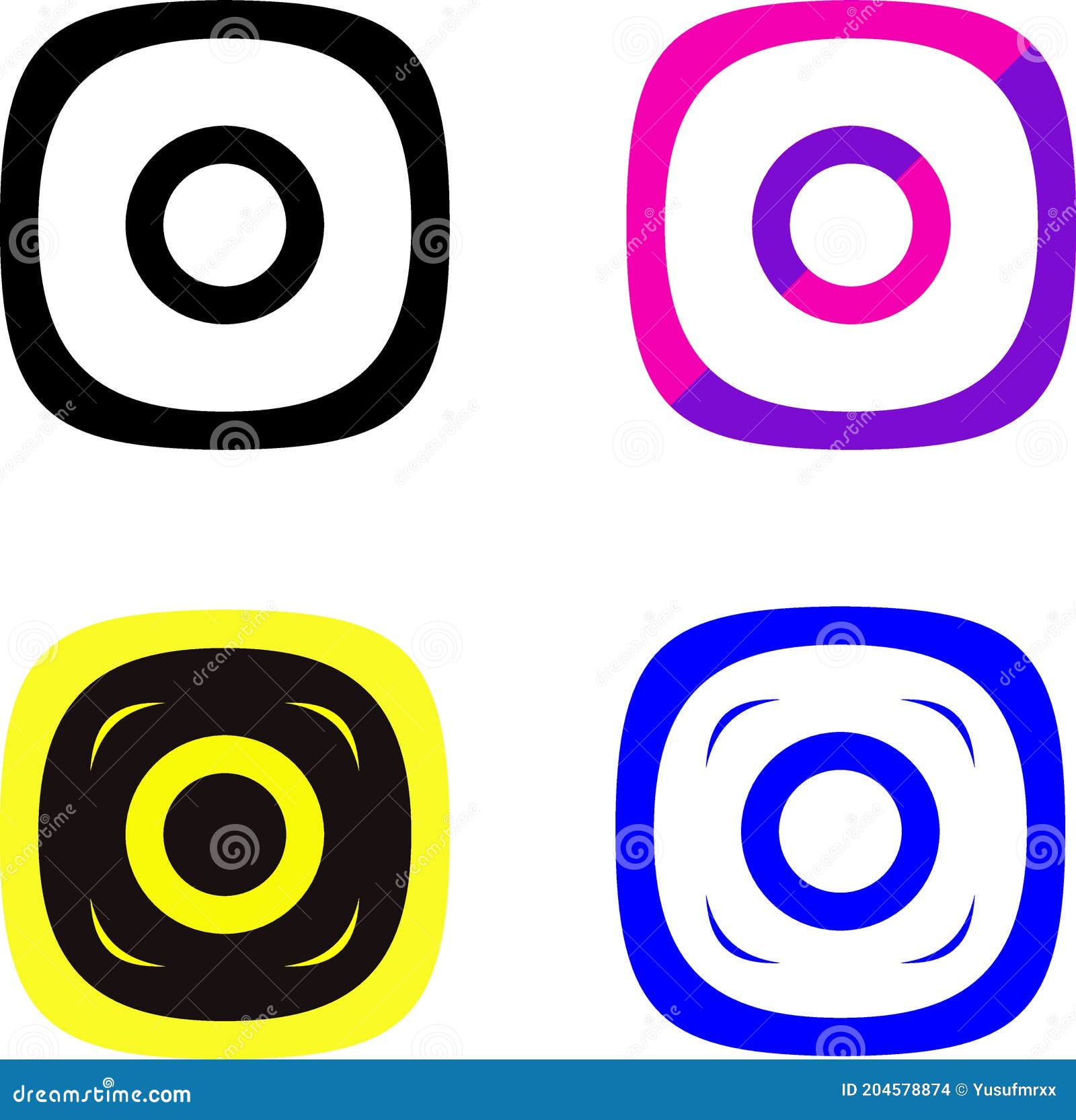 Modified Flat Square Icon with Several Color Stock Vector ...