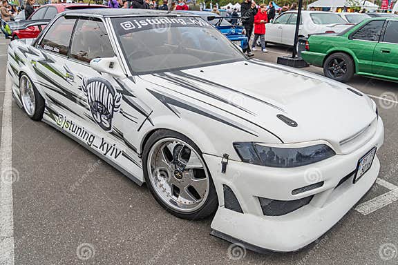 A Modified Hatchback Car with Performance or Racing Modifications ...