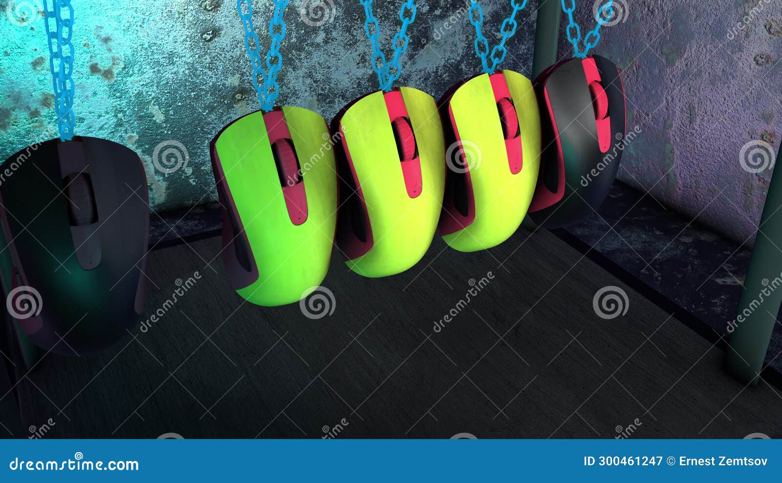 Modified Newton S Cradle with Computer Mouse instead of Spheres Stock ...