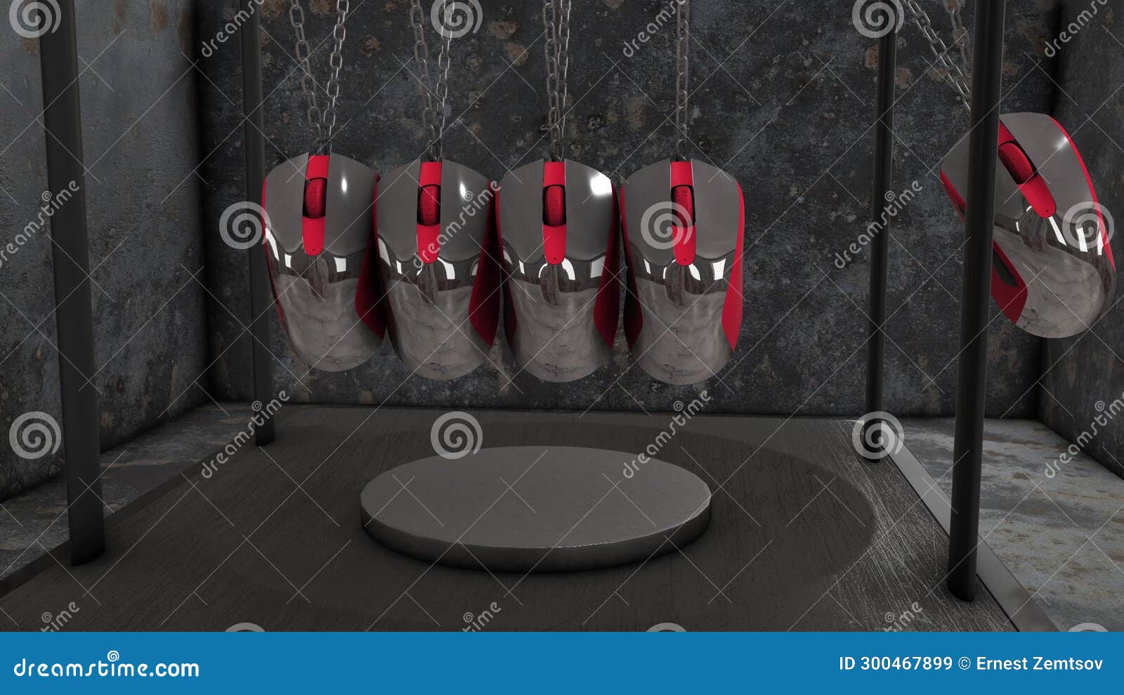 Modified Newton S Cradle with Computer Mouse instead of Spheres Stock ...