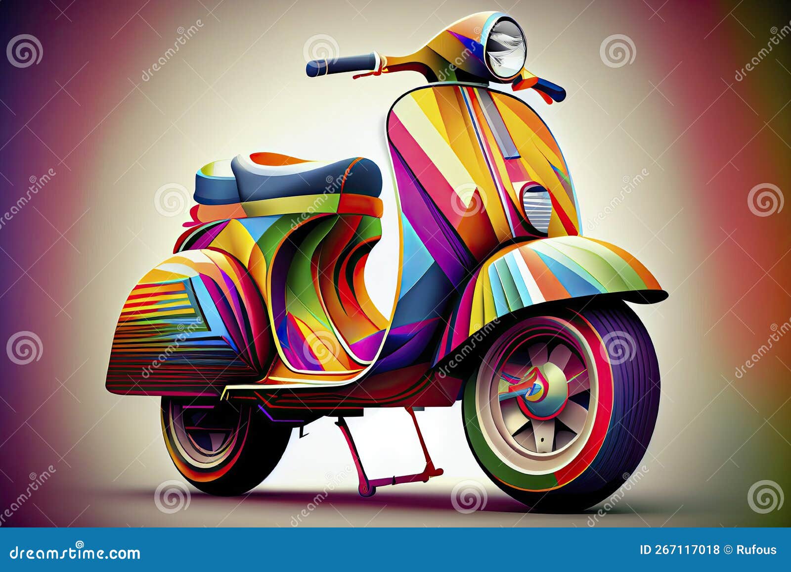 Modified Scooter in Color and Line Version Stock Illustration ...