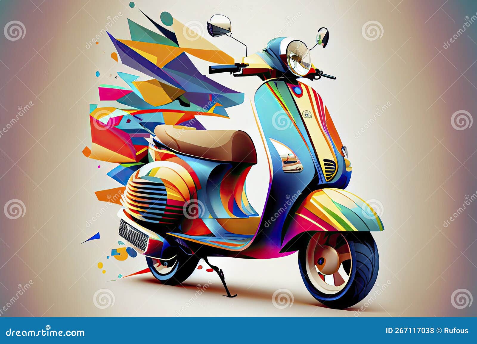 Modified Scooter in Color and Line Version Stock Illustration ...