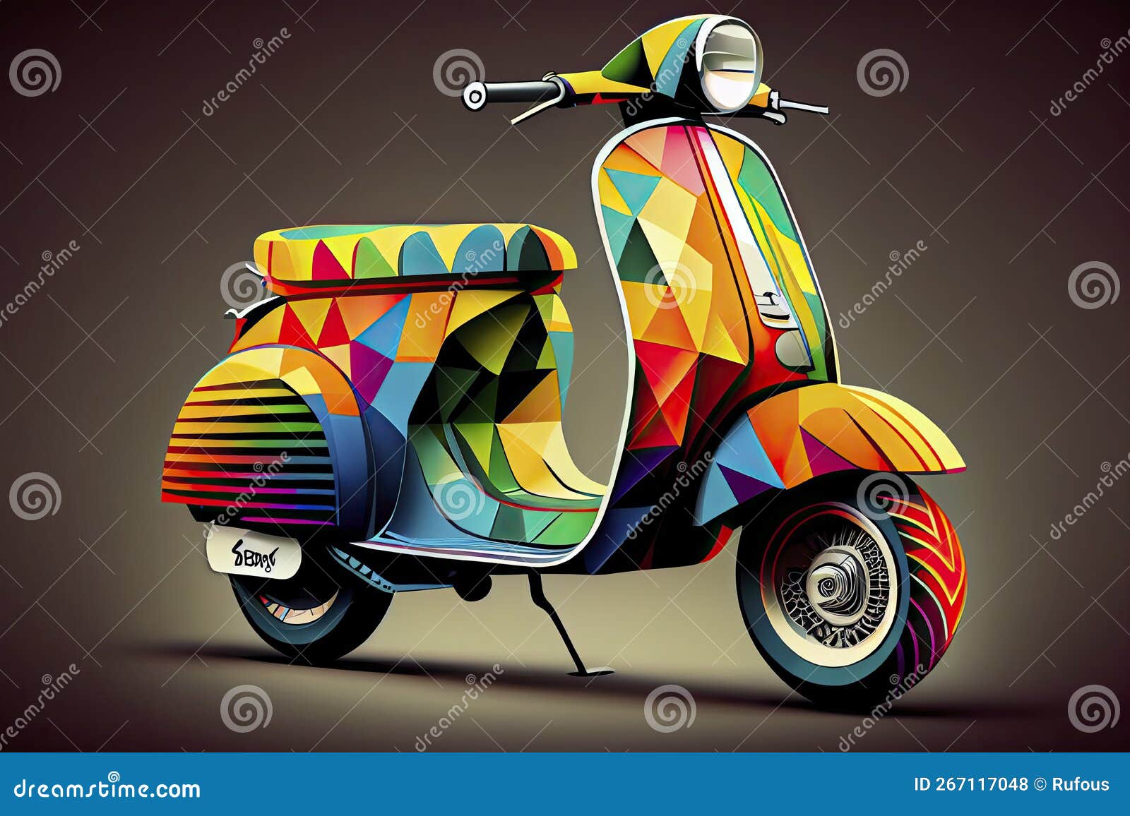 Modified Scooter in Color and Line Version Stock Illustration ...