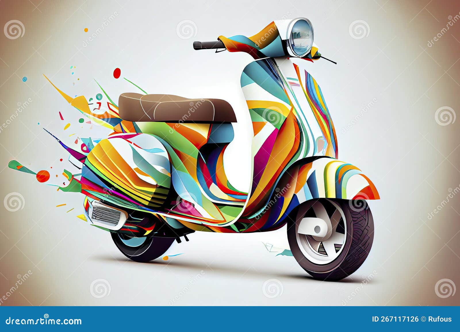 Modified Scooter in Color and Line Version Stock Illustration ...