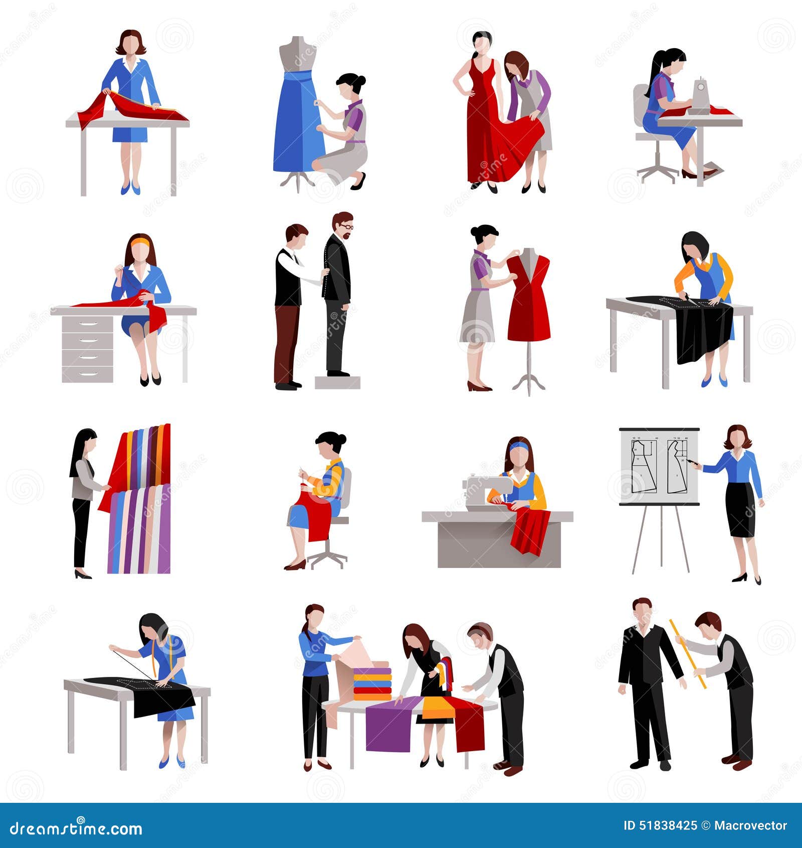 Modista Icons Set ilustración del vector. Ilustración de tijera - 51838425