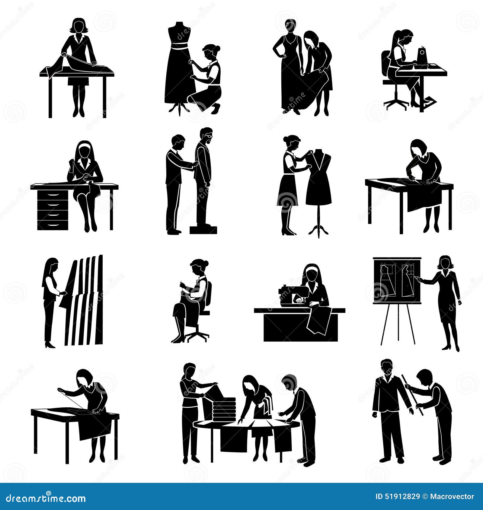 Modista Icons Set ilustración del vector. Ilustración de manera - 51912829