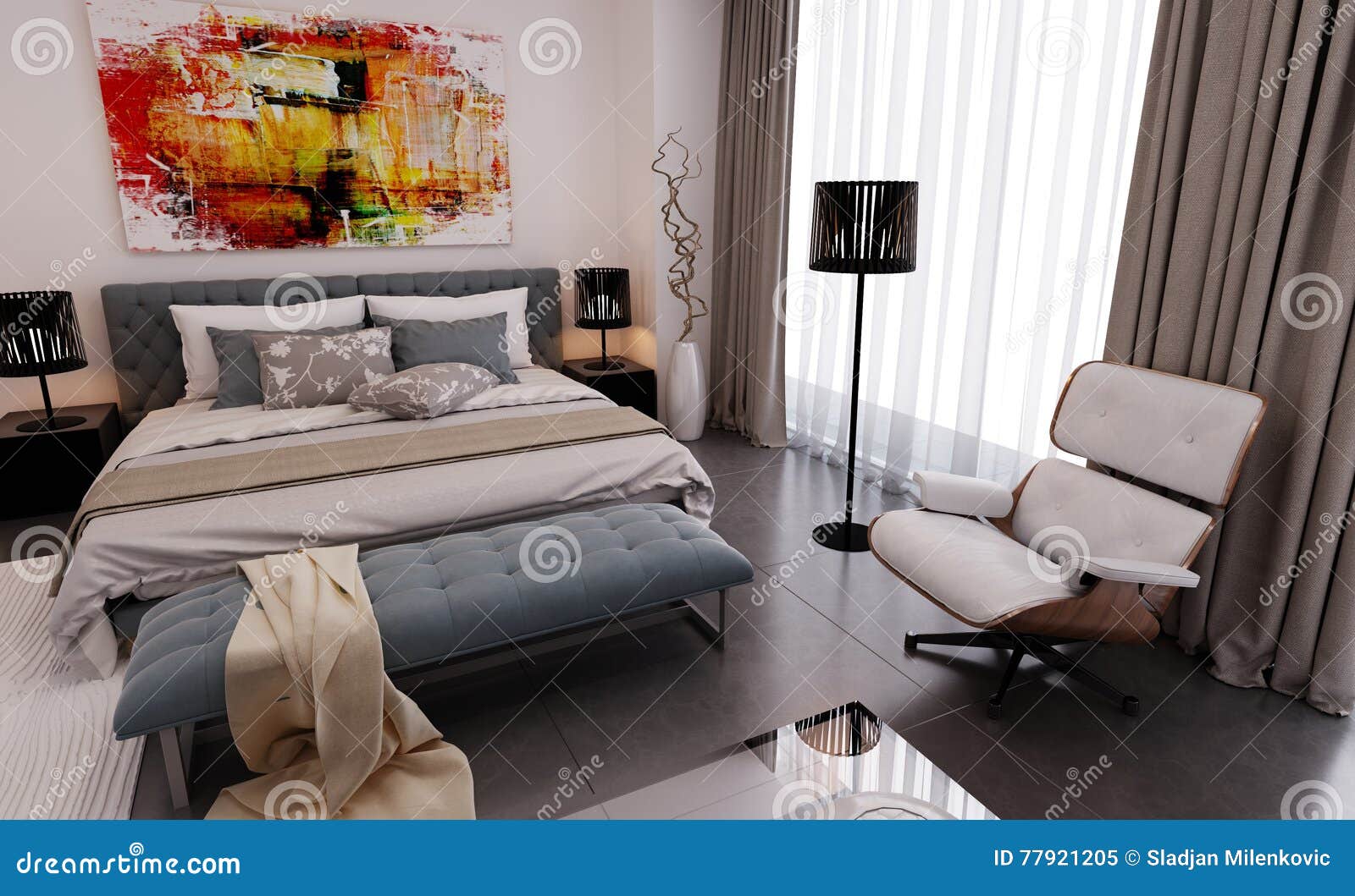 Modren Bedroom Visualization Stock Image - Image of modren ...