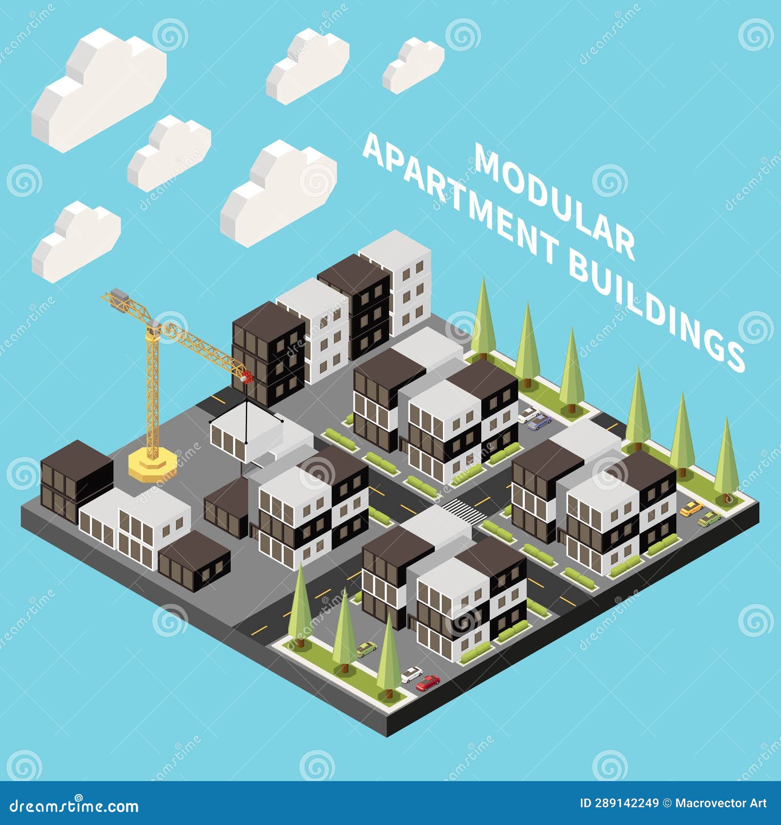 Modular Apartment Buildings Stock Vector - Illustration of residential ...