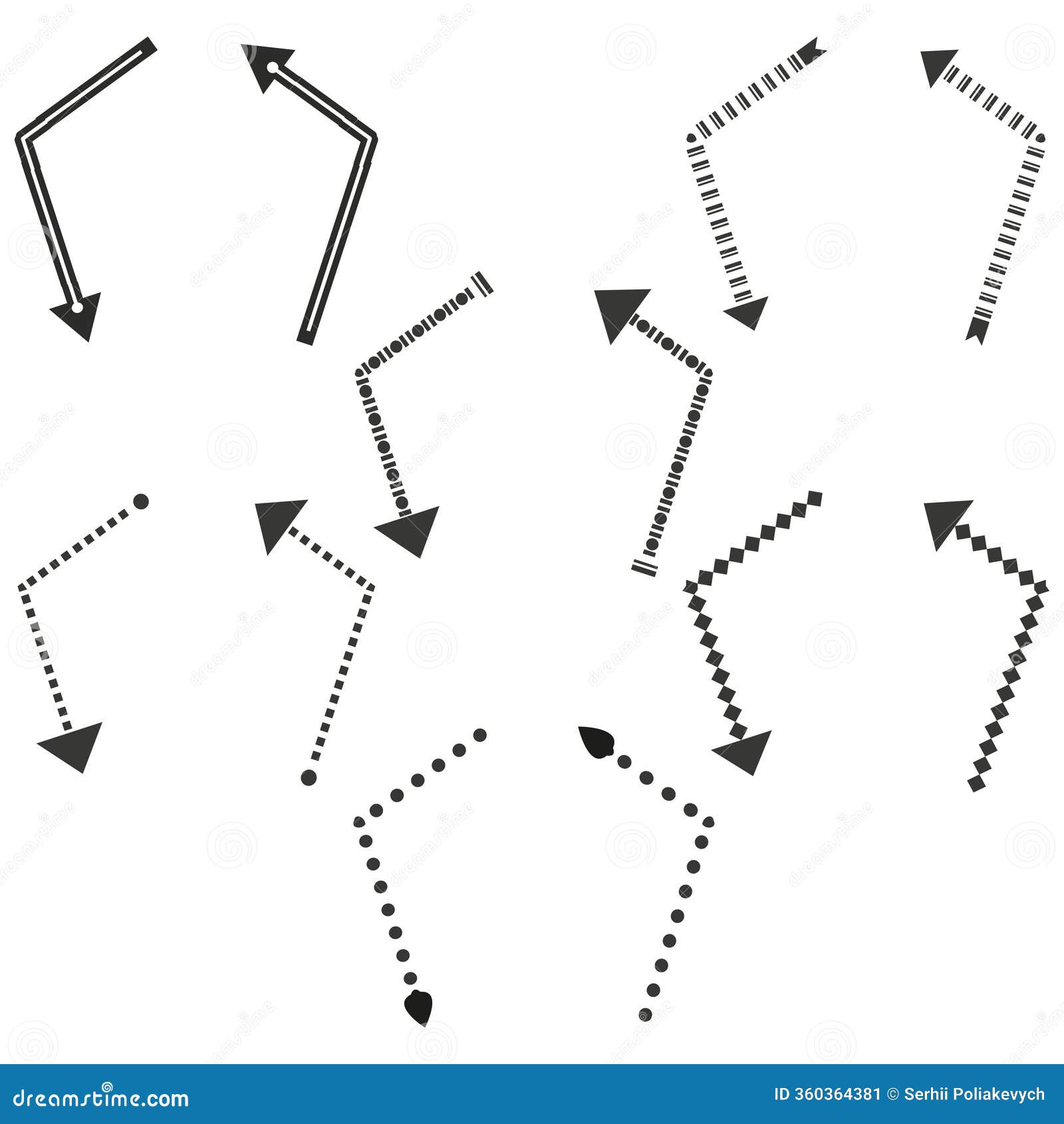 Modular Arrow Set. Dotted Pointer Lines. Geometric Vector Directions ...