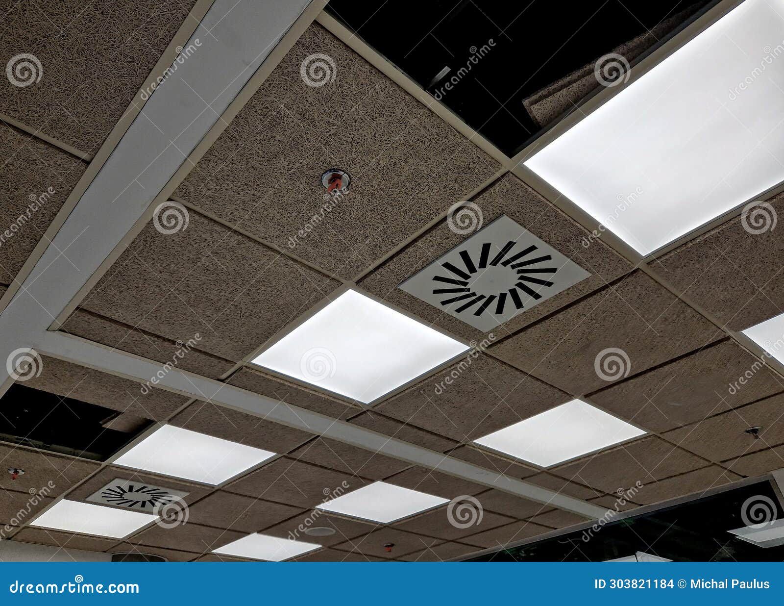 Modular Ceiling With Soffit Boards, Lights That Are Connected From A ...