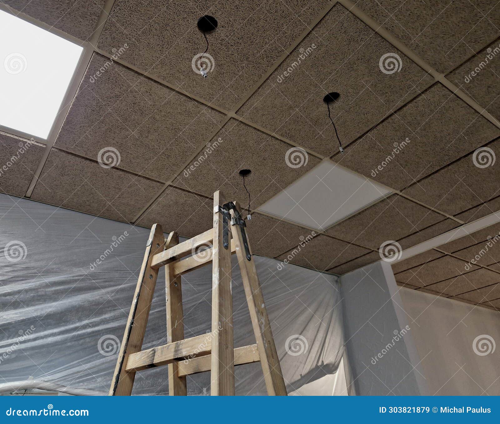 Modular Ceiling With Soffit Boards, Lights That Are Connected From A ...