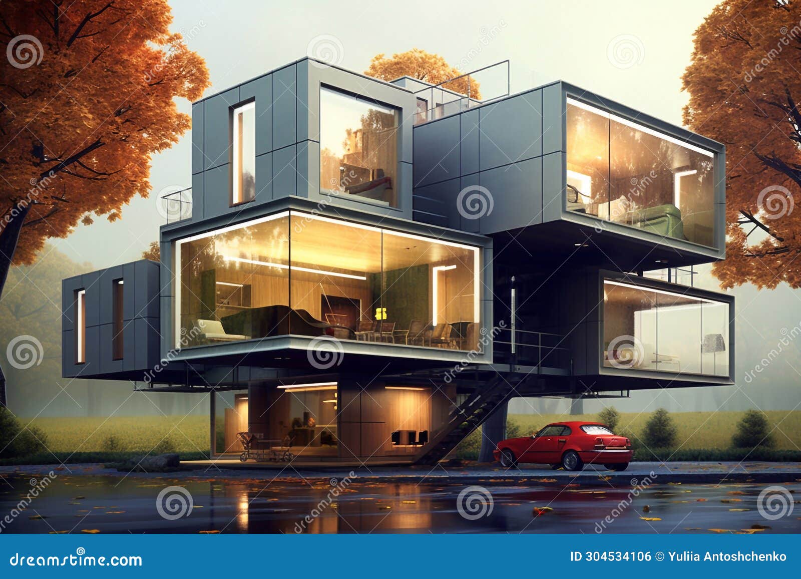 Modular Comfortable House. Multi-storey Modern Building Stock ...