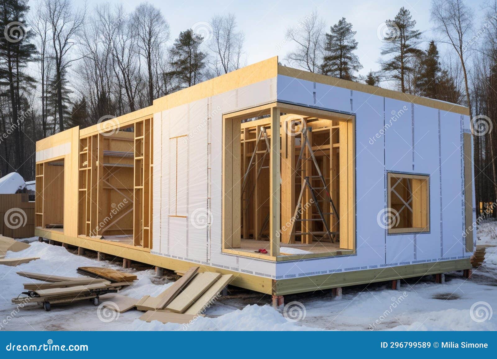 Modular House Construction: Composite Sip Panels Stock Illustration ...