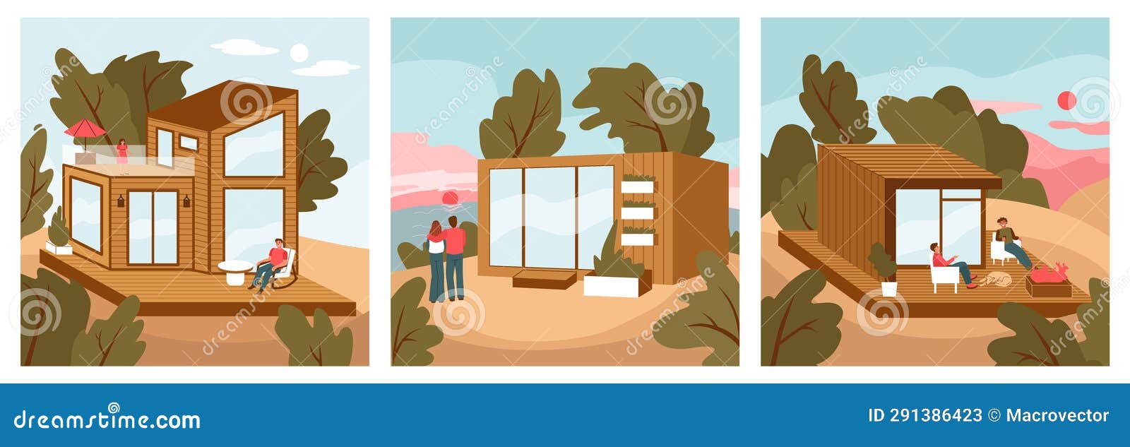 Modular House Flat Icon Set Stock Illustration - Illustration of ...