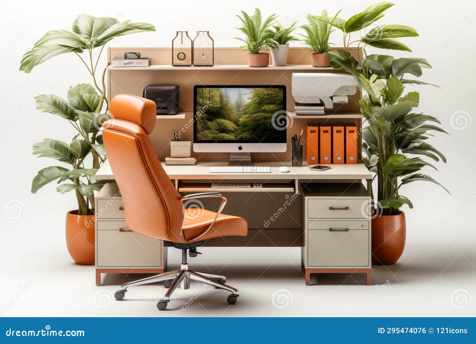 Modular Office Workstation on White Background Stock Illustration ...