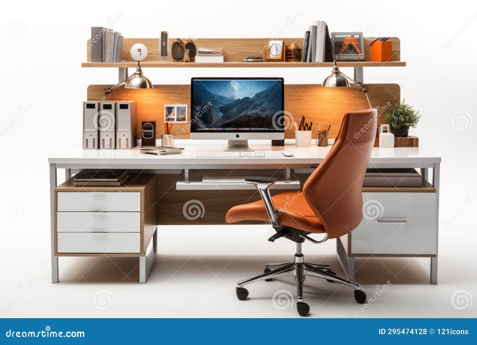 Modular Office Workstation on White Background Stock Illustration ...