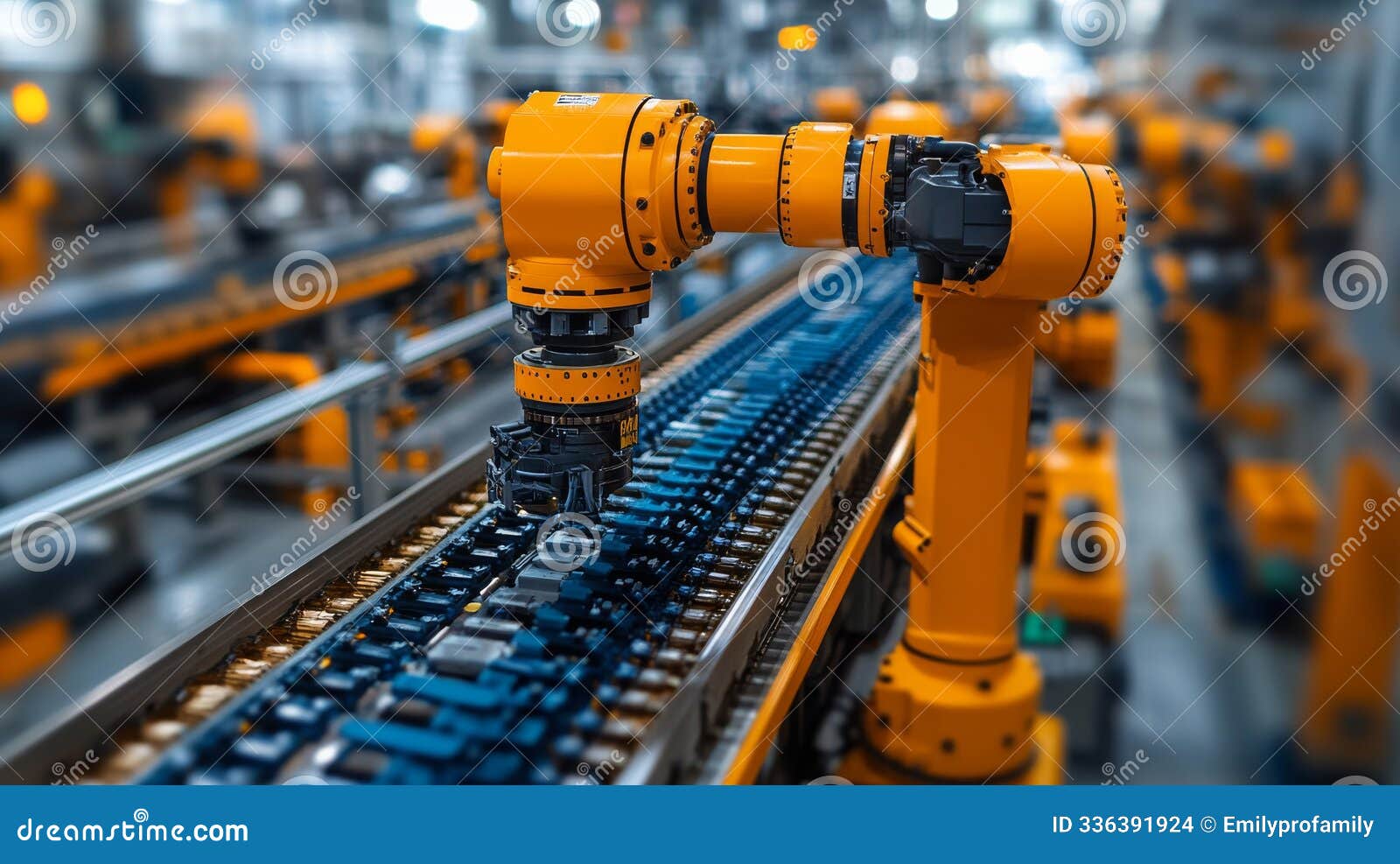 Modular Robotic Arm Assembling Components in a Factory during Daytime Operations Stock Photo ...