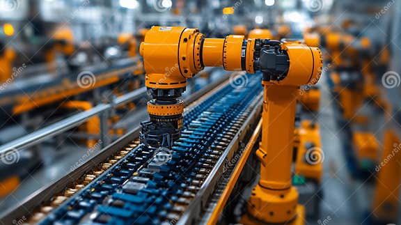 Modular Robotic Arm Assembling Components in a Factory during Daytime ...
