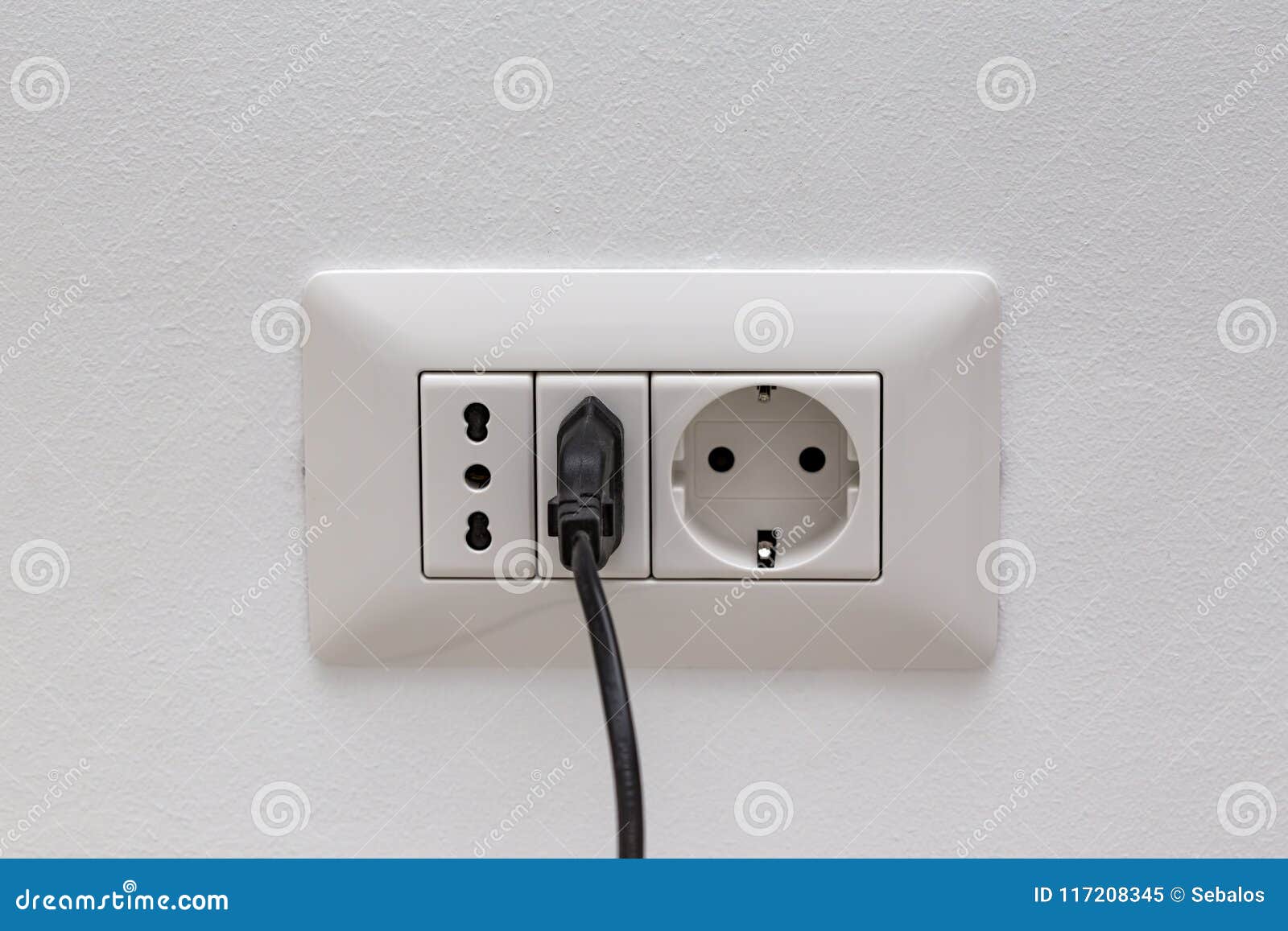 Modular Socket Composed by Three Power Outlet Stock Image - Image of ...