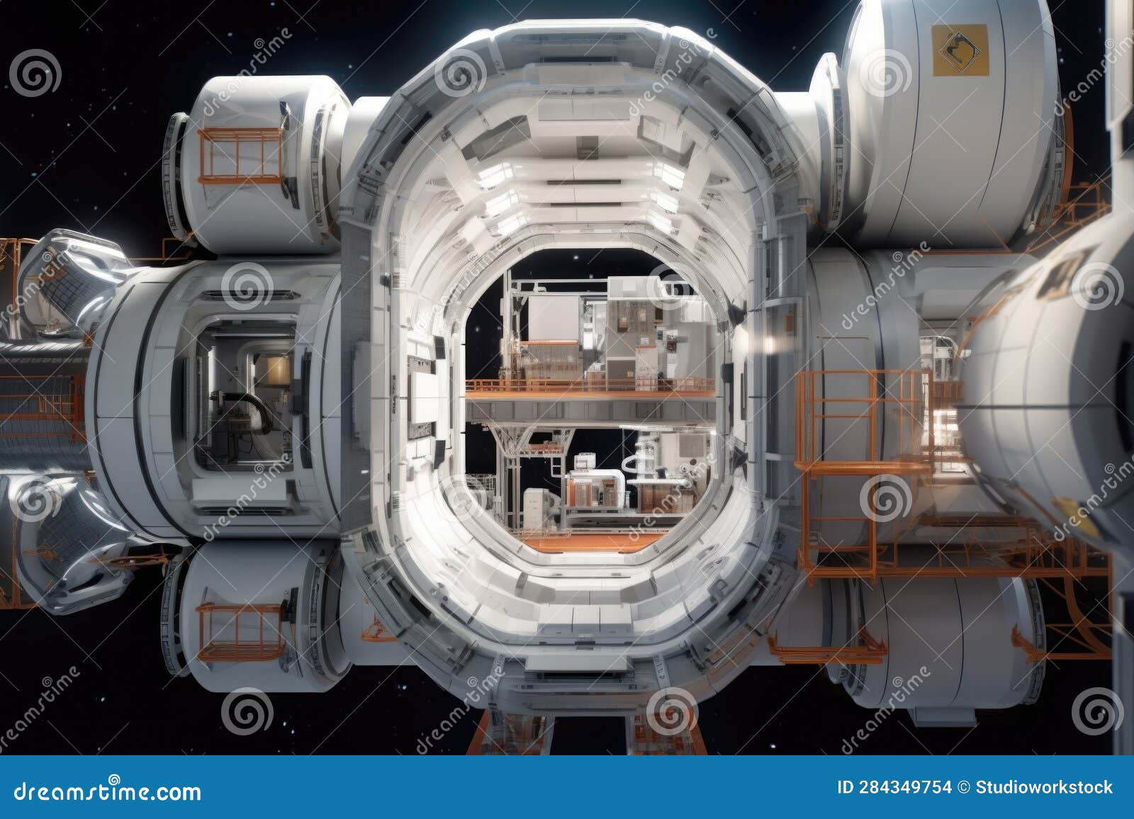 Modular Space Habitat With Docking Ports Stock Image | CartoonDealer ...