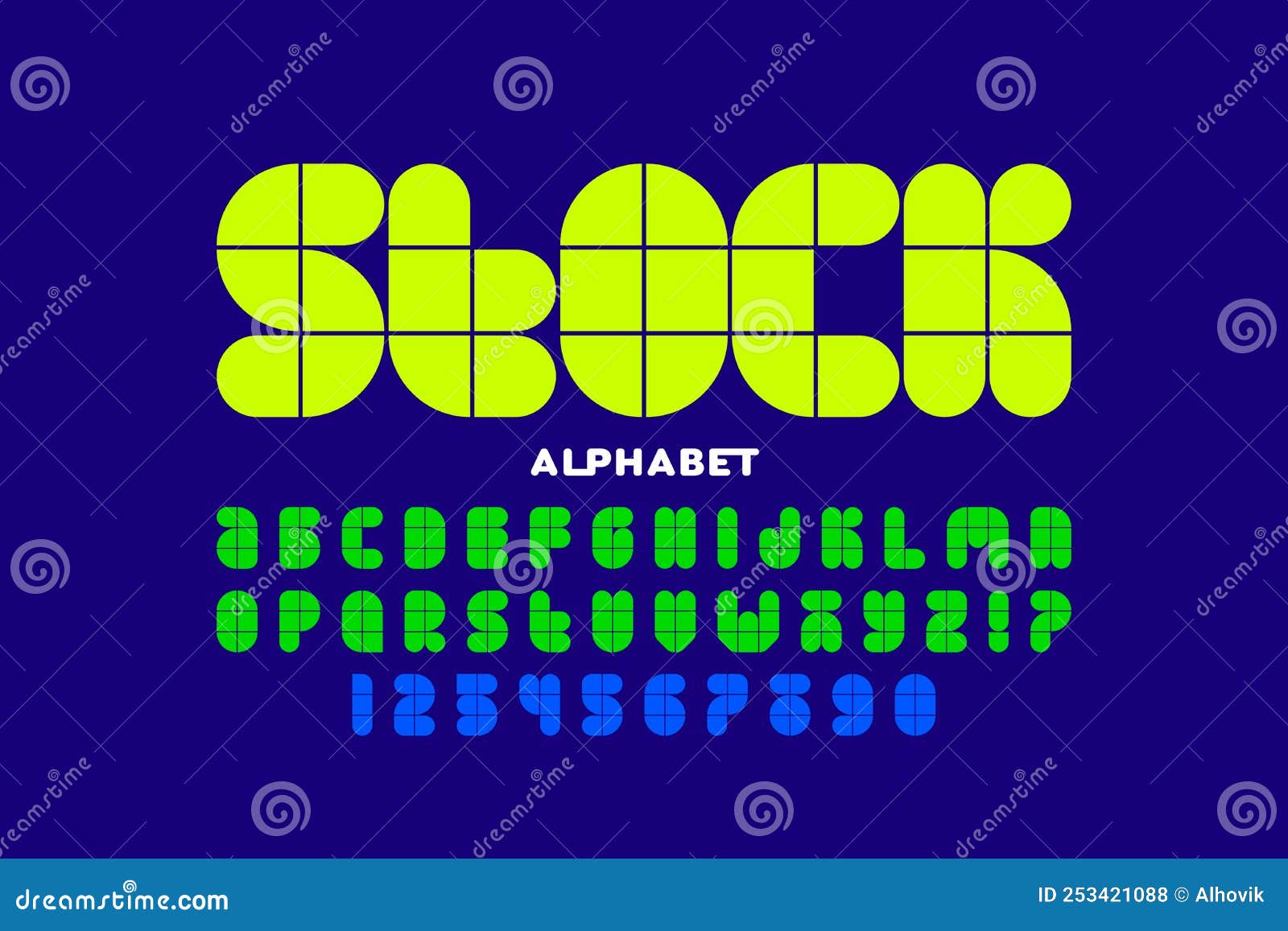 Modular style font stock vector. Illustration of alphabet - 253421088