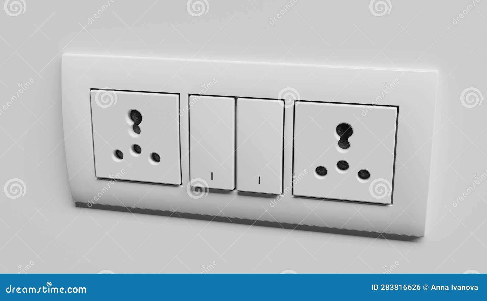 Modular Switchboard Electrical Outlet, Interchangeable on a White Wall ...