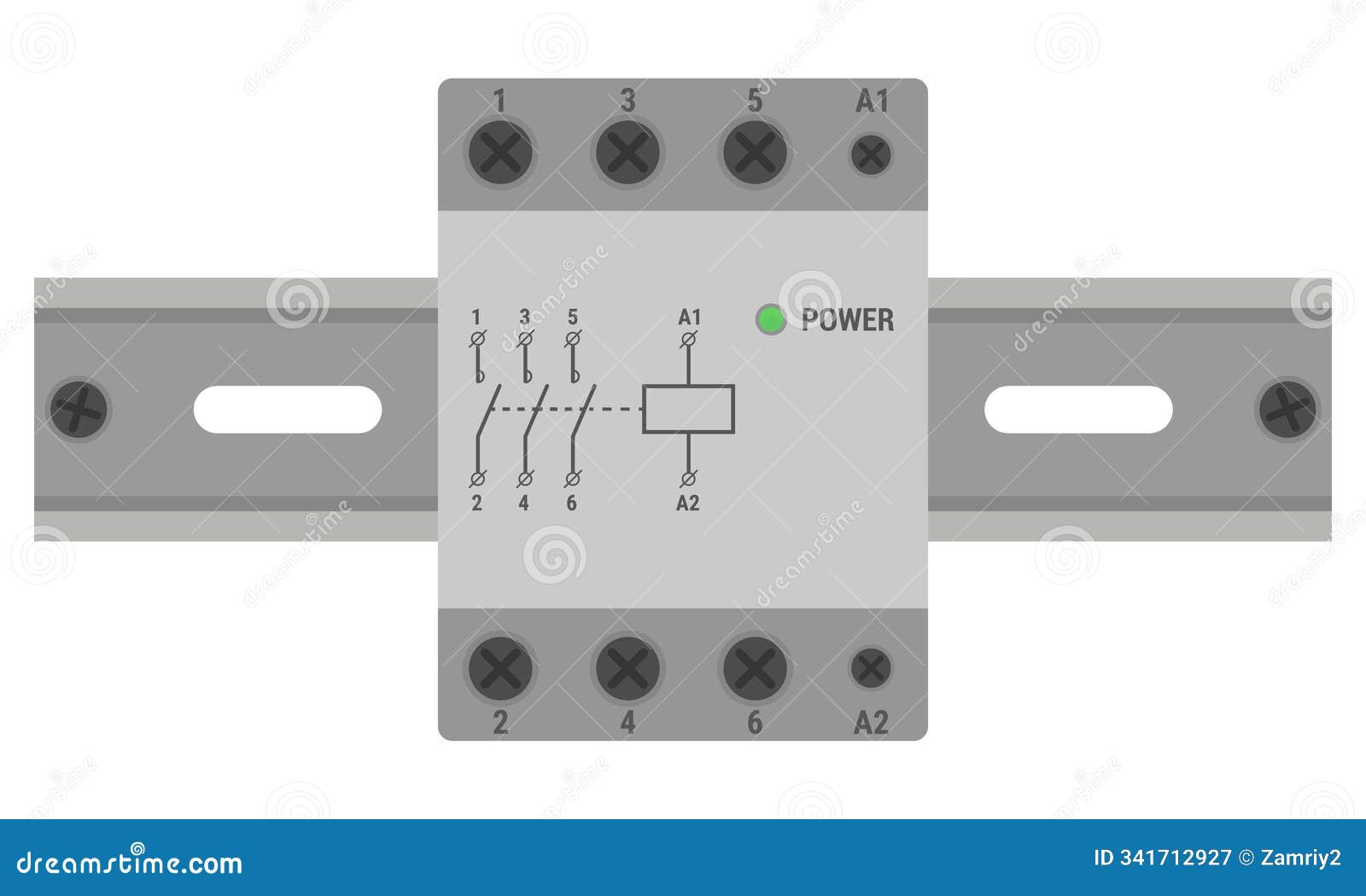 Three Pole Disconnect Switch Installed On A DIN Rail Cartoon Vector ...