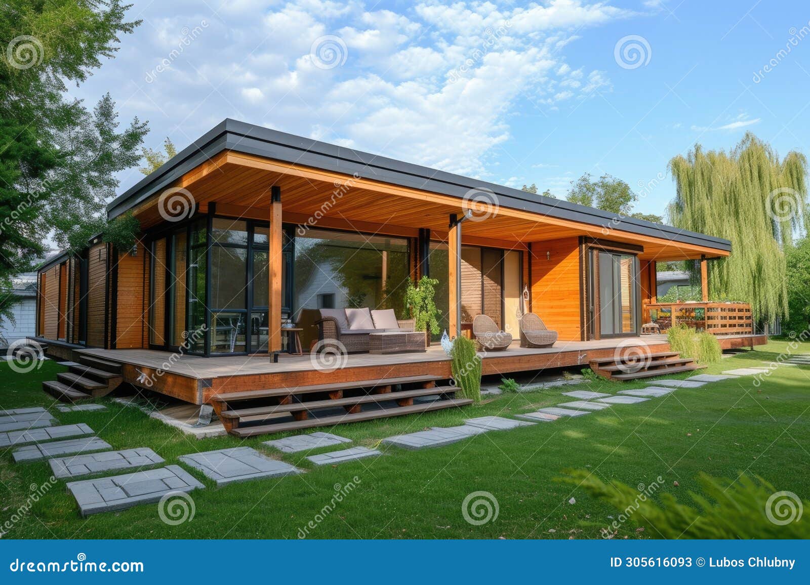 Modular Wooden House. Modern and Elegant Style Stock Illustration ...