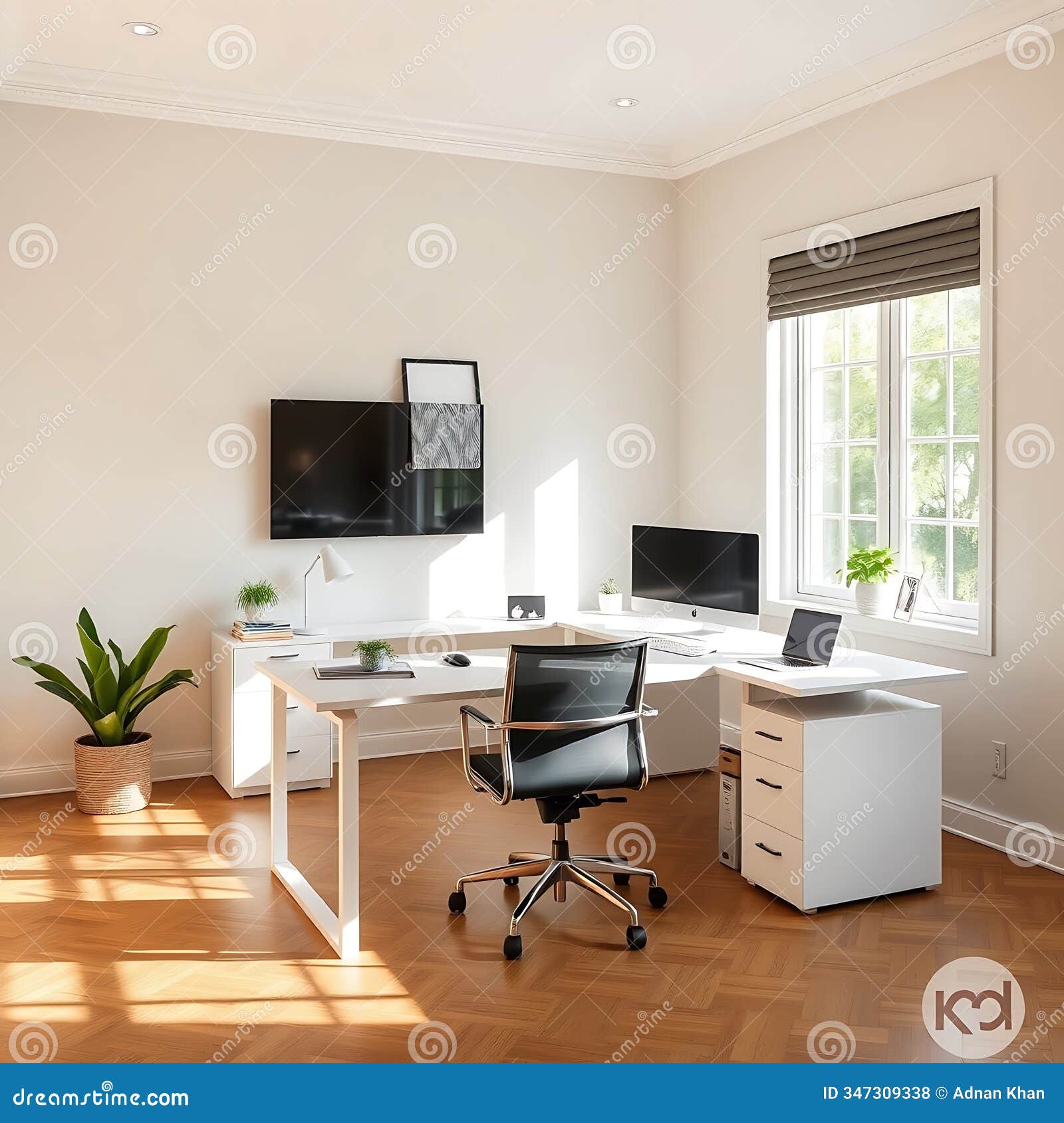 A Modular Workstation Setup in a Home Office with Clean Lines a ...