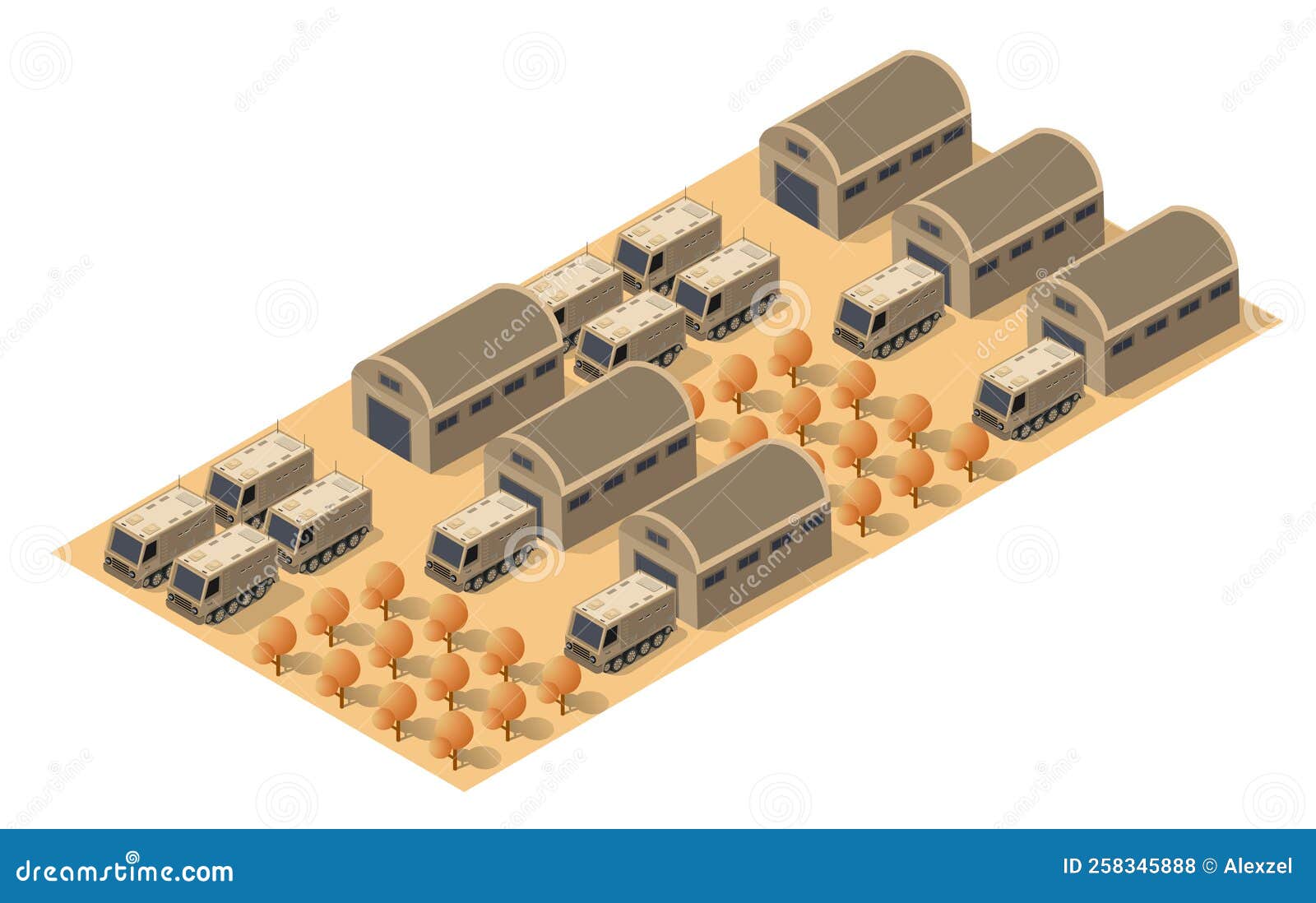 Module Base Camp Object 3d Illustration for Building Design Army Armed ...