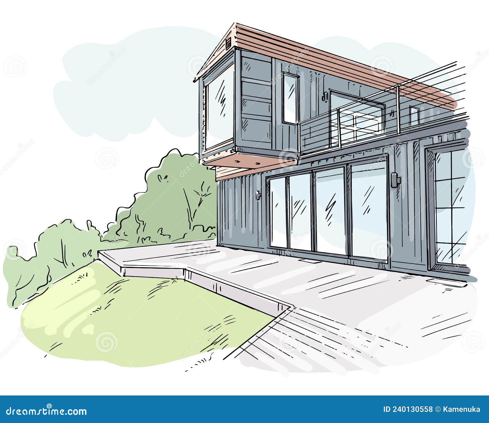 Module Container House Visualization Sketch Vector Illustration ...