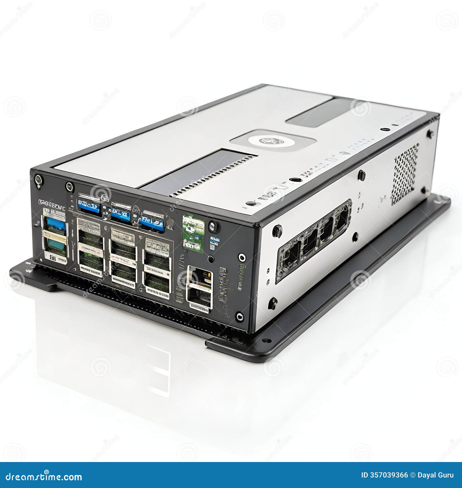 A White Docking Station Sits On A Dark Surface, Featuring Multiple USB ...