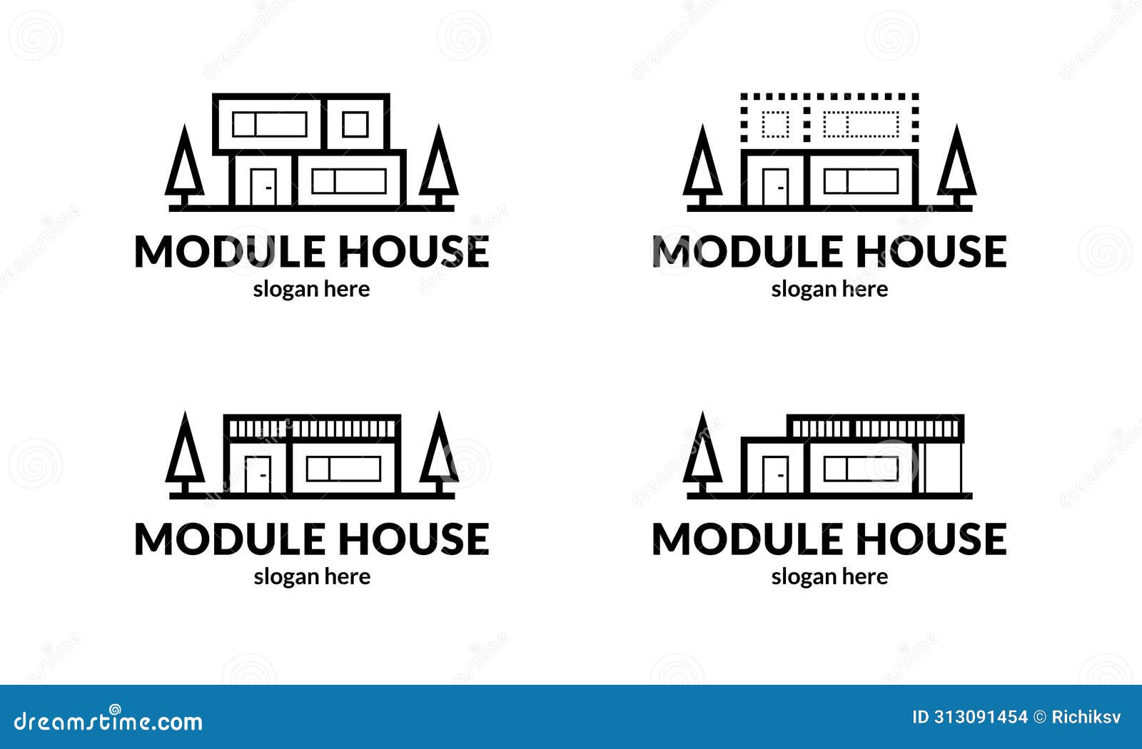 Module house logo set stock vector. Illustration of bungalow - 313091454