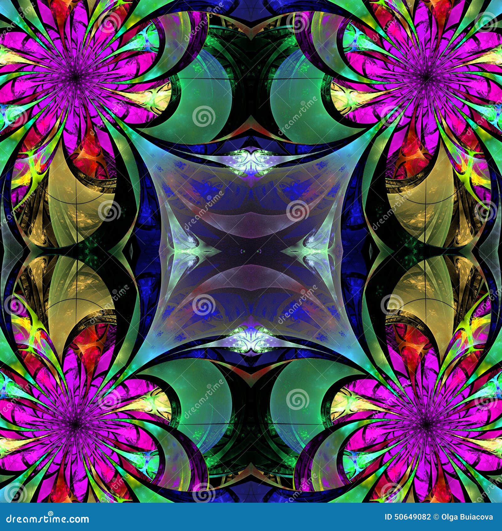 Modèle Des Fleurs De Fractale Palette Pourpre Verte Et Brune F