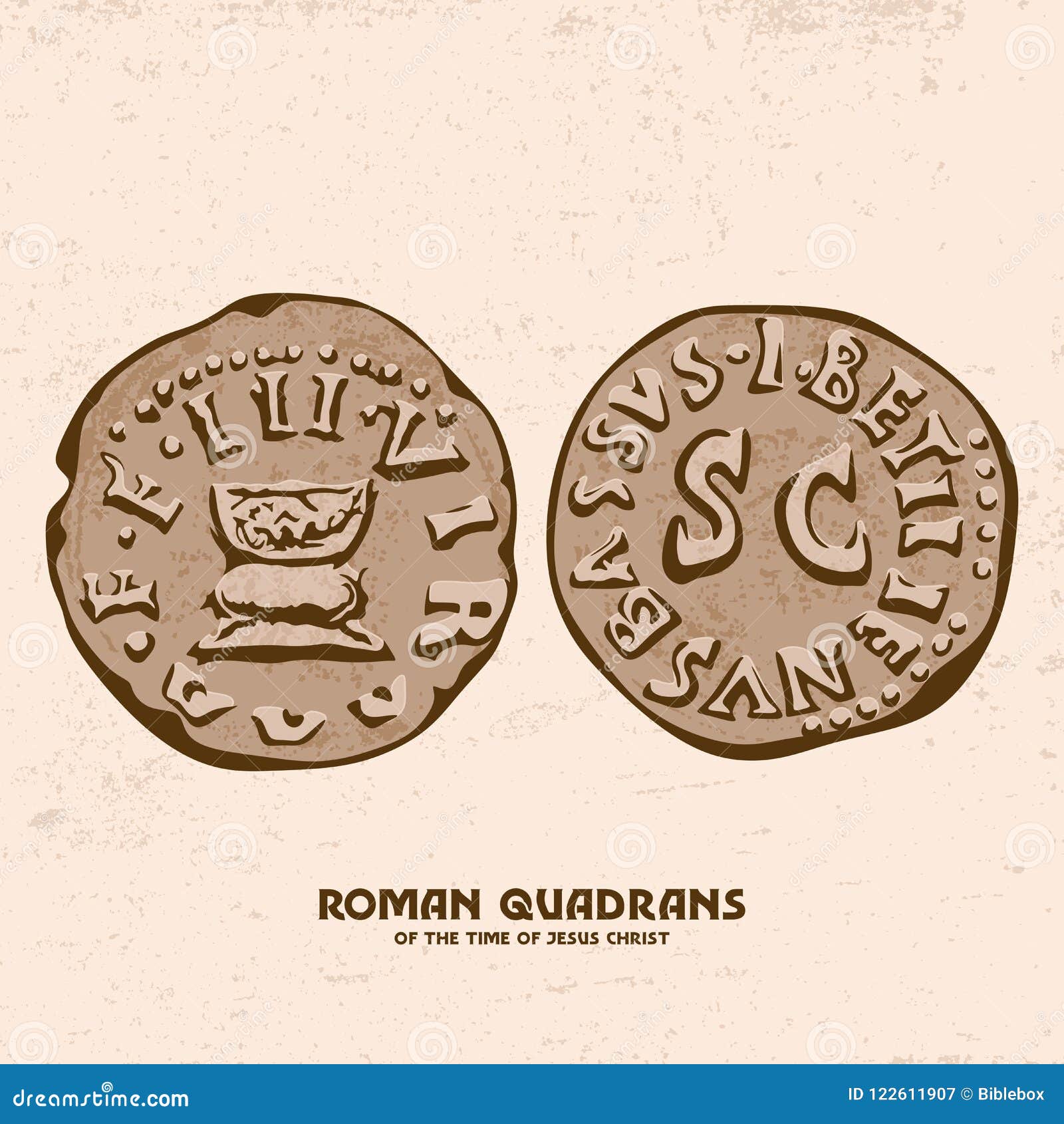 Moeda Antiga Quadrante Romano Dos Tempos De Jesus Christ Ilustração do ...