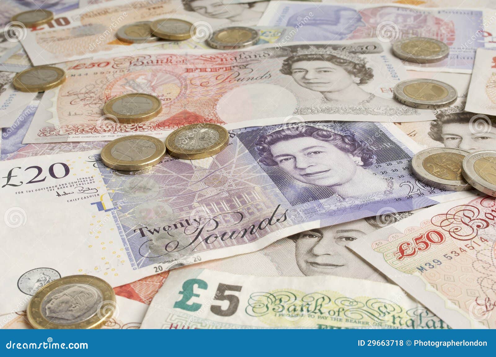 Moeda De Papel Britânica E Moedas Foto de Stock Editorial - Imagem de ...