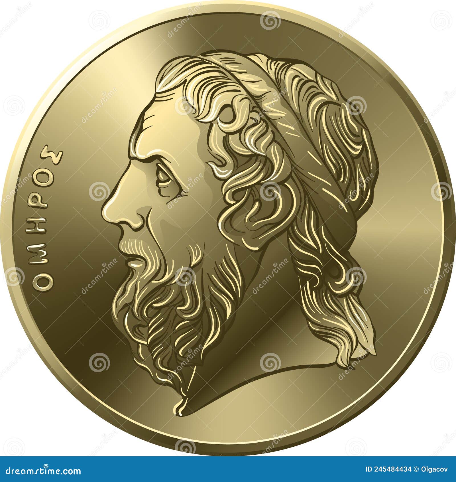 Moeda Grega De Ouro 50 Dracmas Ilustração do Vetor - Ilustração de ...