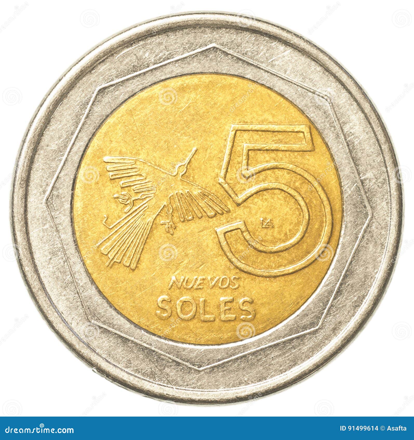 Moeda Peruana De 5 Solenoides Do Nuevo Foto de Stock - Imagem de ouro ...