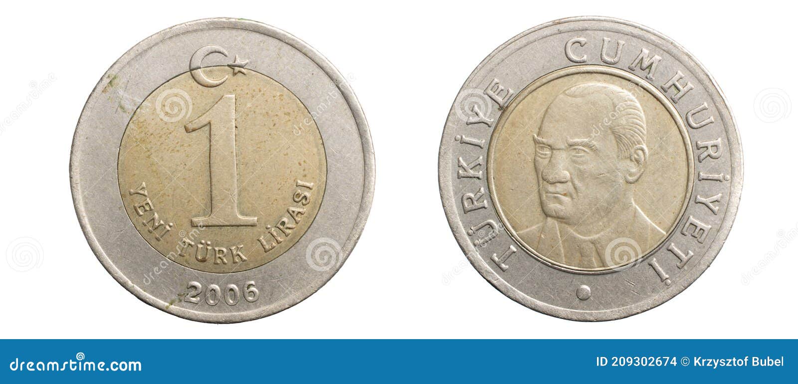 Moeda Turca De 1 Lira Em Fundo Branco Isolado Foto de Stock - Imagem de ...