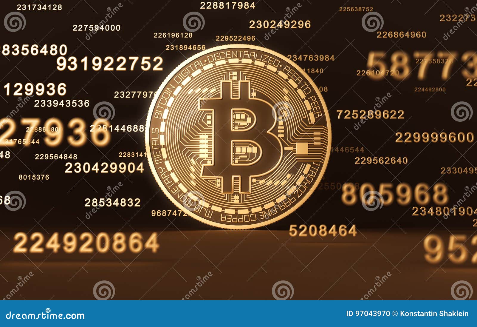 Moeda Virtual Bitcoin E Dígitos Ilustração Stock - Ilustração de ...